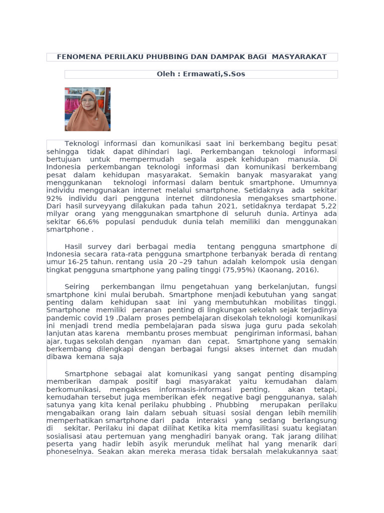 Artikel Fenomena Phubbing Pada Masyarakat | PDF