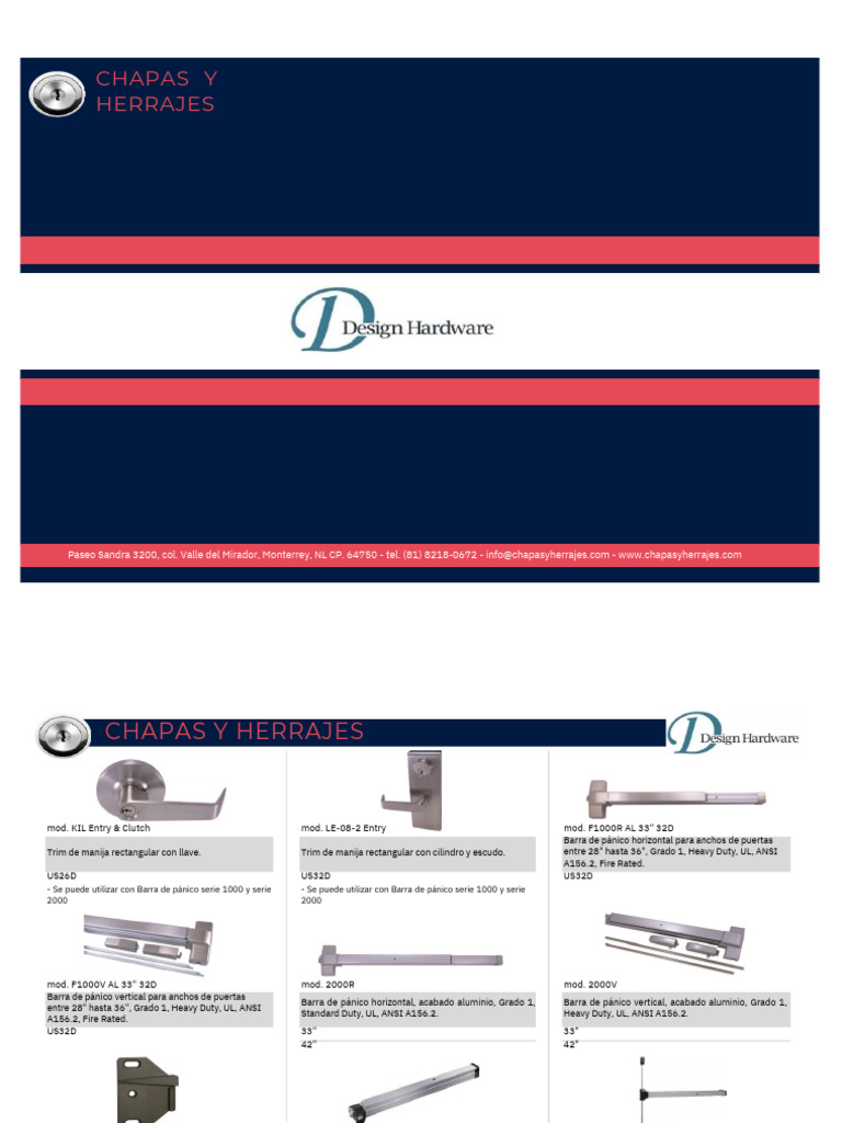 Catalogo DESIGN HARDWARE Herrajes y Chapas | PDF