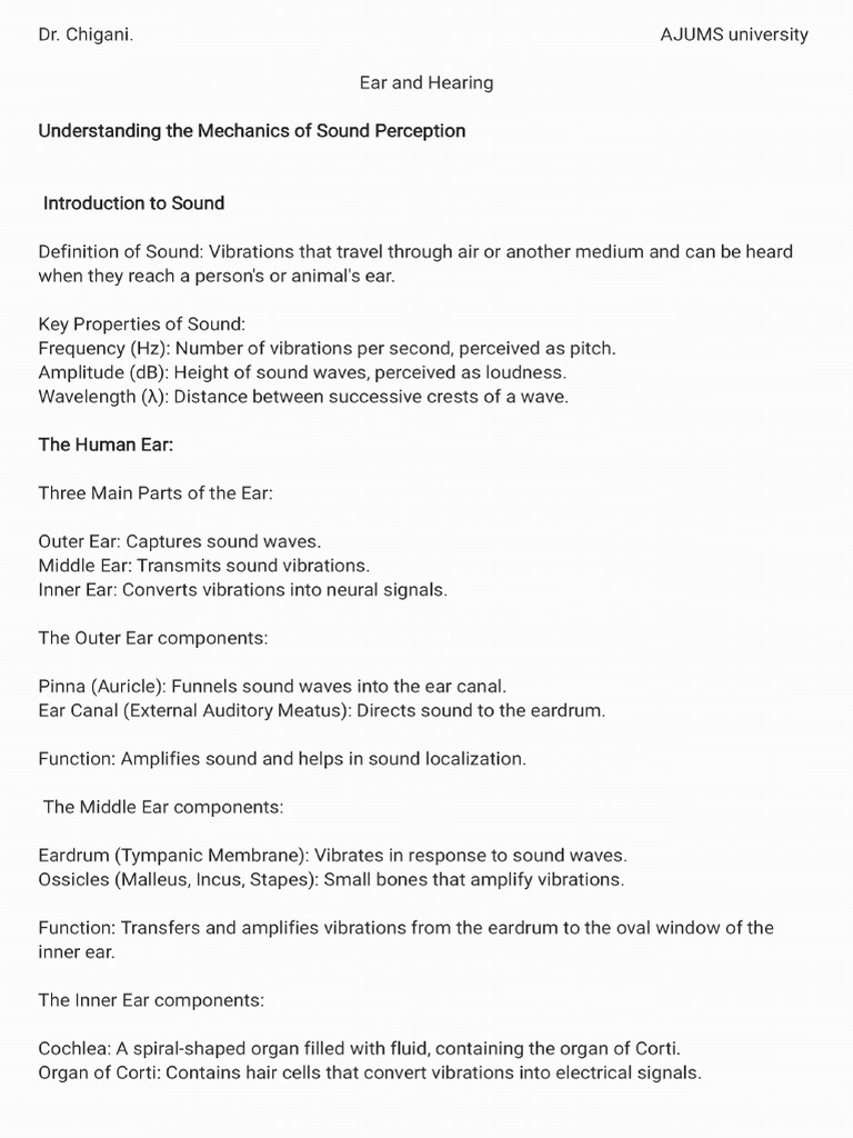 Ear and Hearing Physics | PDF