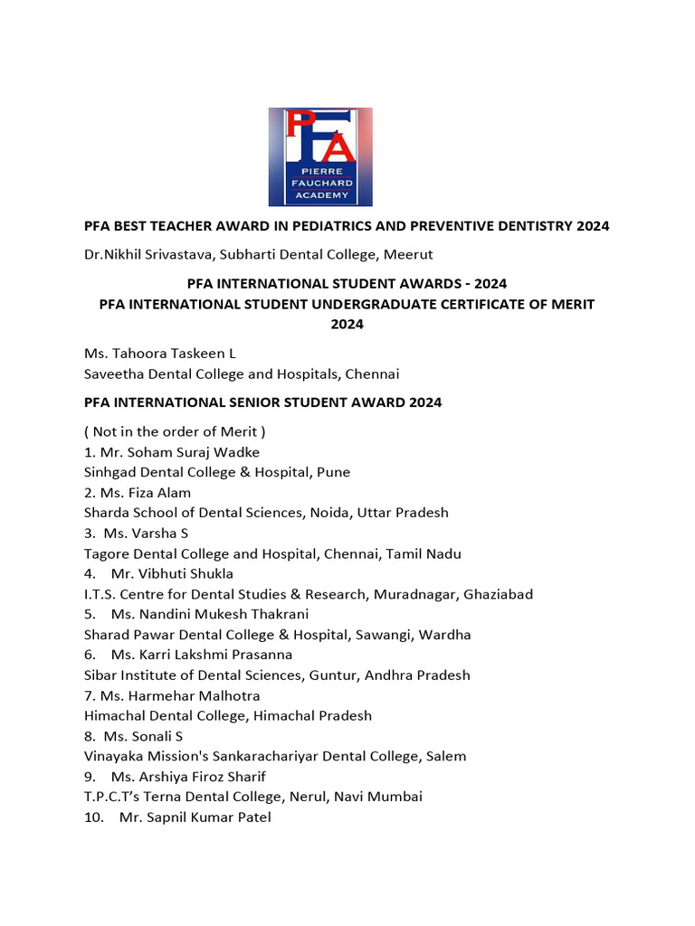 PFA Awards 2024 | PDF