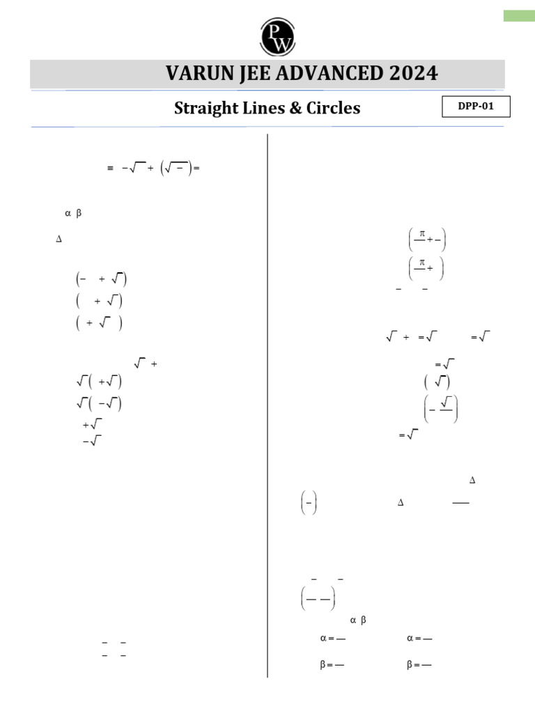 Varun Jee Advance: Straight Line | PDF