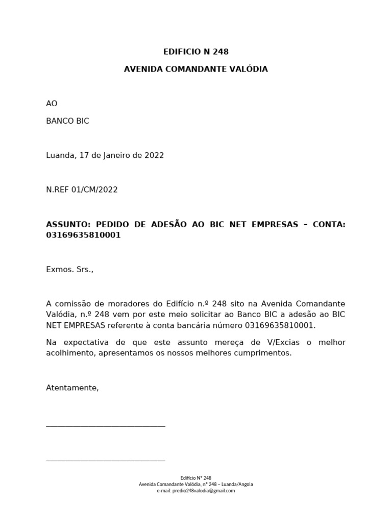 Carta Banco Bic_bic Net | PDF