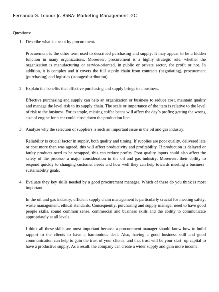 Fernando G. Leonor Jr. BSBA MM 2C - Distribution Management | PDF