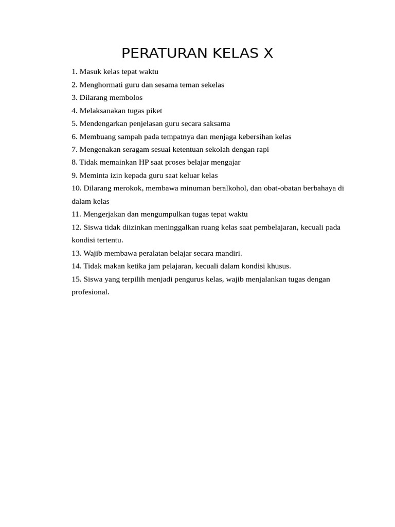Peraturan Kelas X | PDF