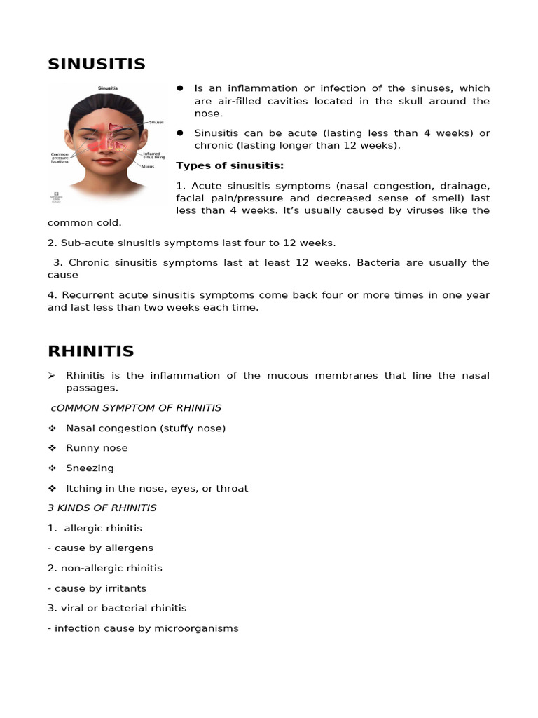 Rhinitis and Sinusitis - A1 | PDF