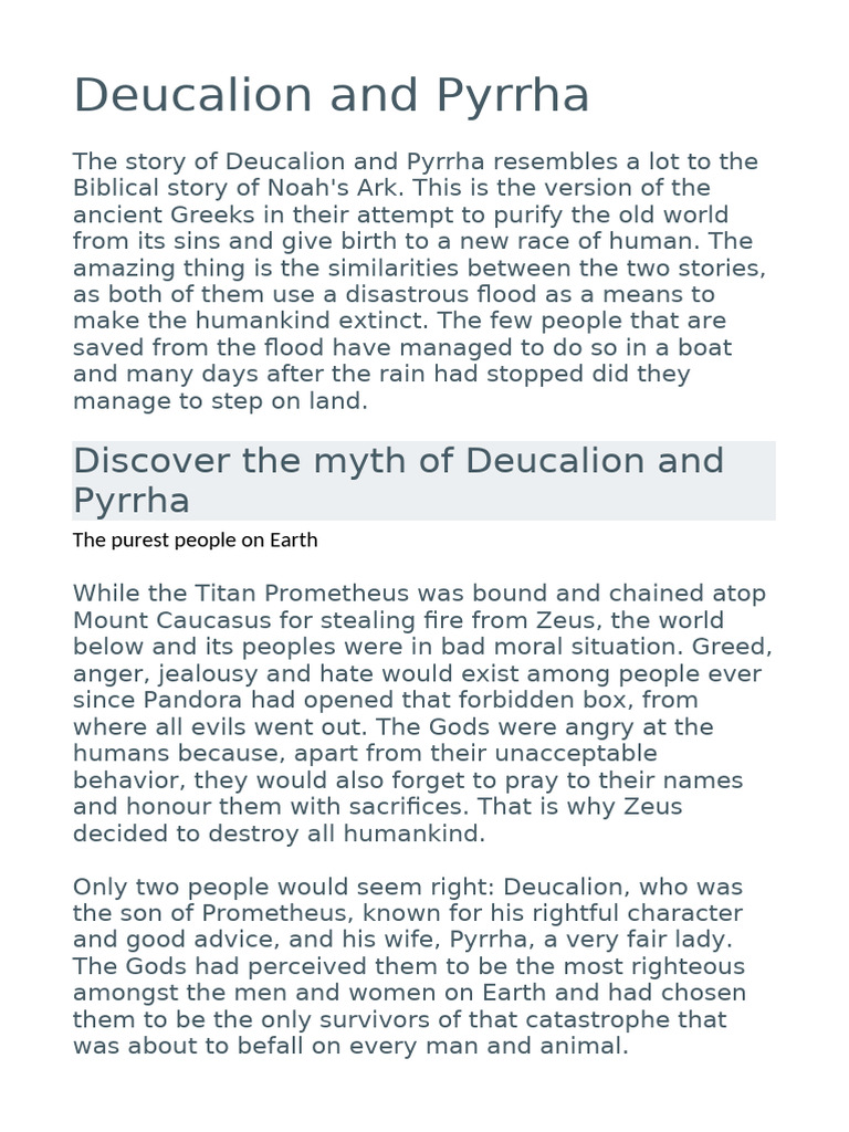Deucalion and Pyrrha | PDF | Prometheus | Genesis Flood Narrative