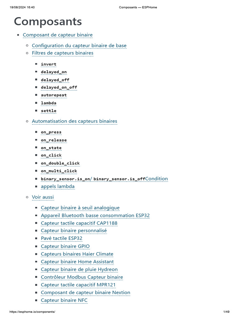 Composants — ESPHome | PDF