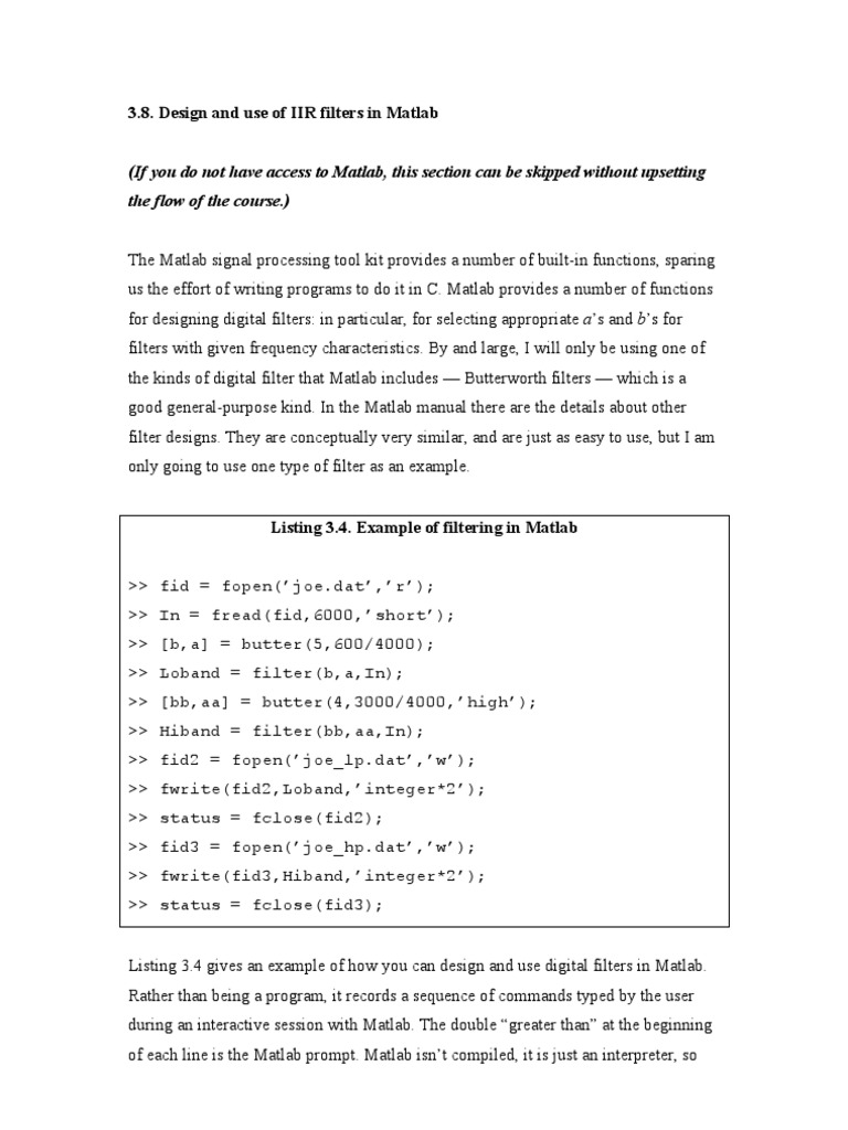 IIR Filter Design in Matlab | PDF | Command Line Interface | Sampling ...