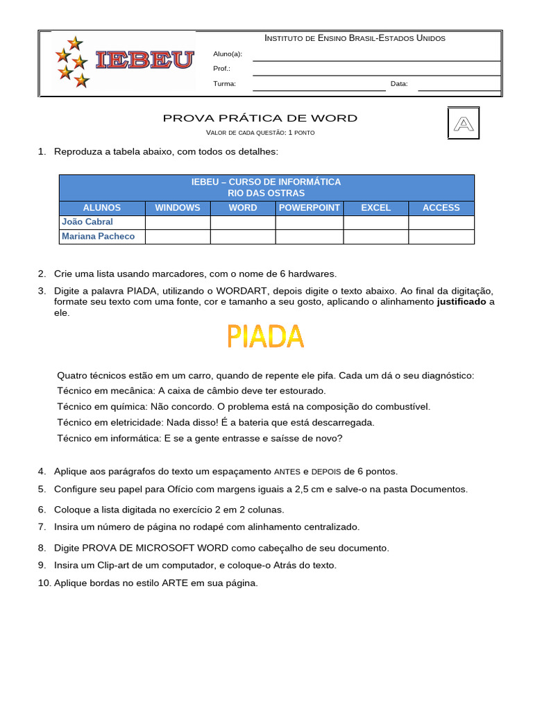 Prova de Word | PDF