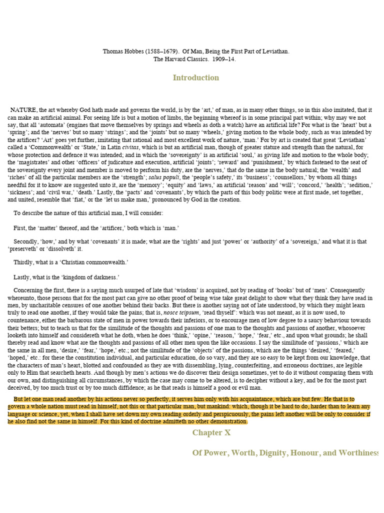 Thomas Hobbes Leviathan | PDF