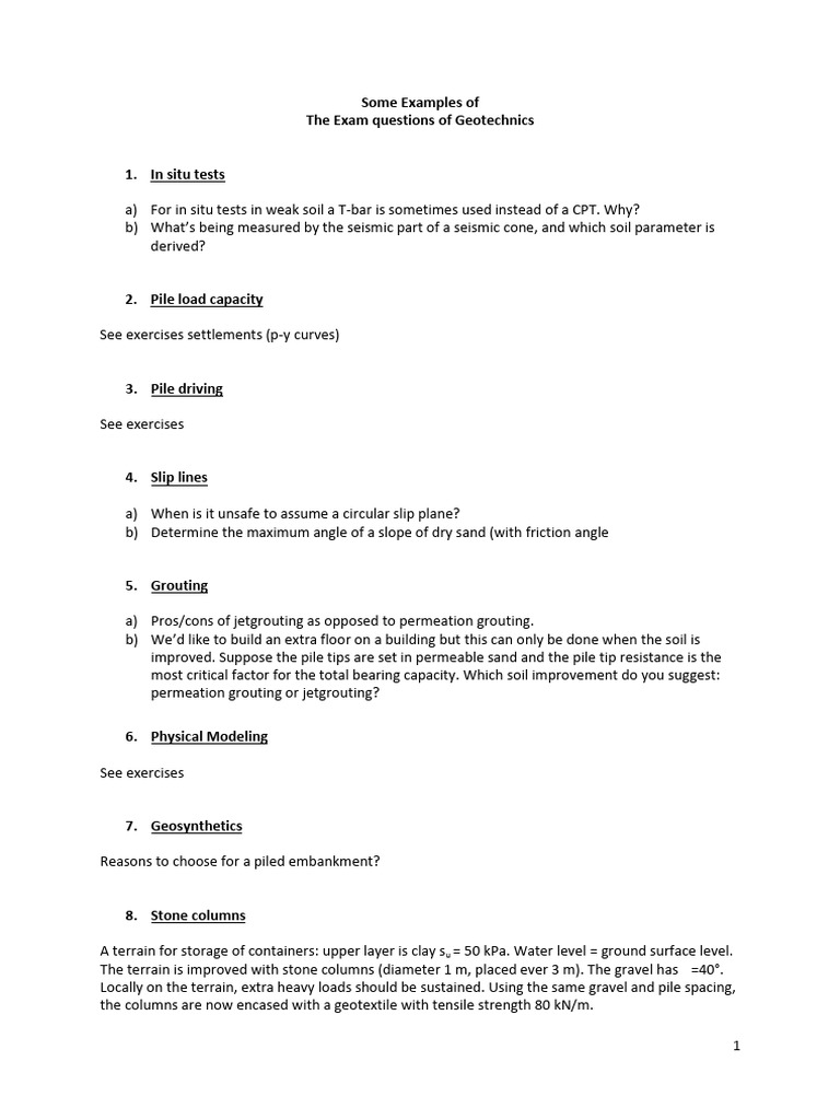 Past Exam Questions | PDF