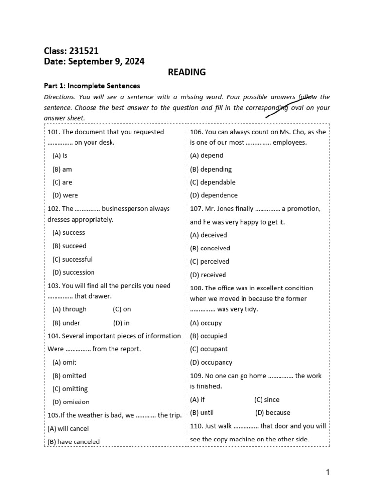 First Test Pdf