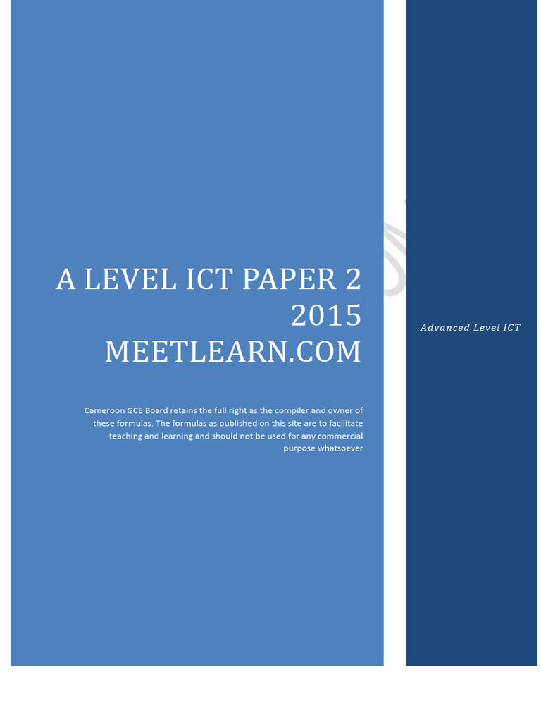 GCE Advanced Level ICT Paper 2 2015 | PDF