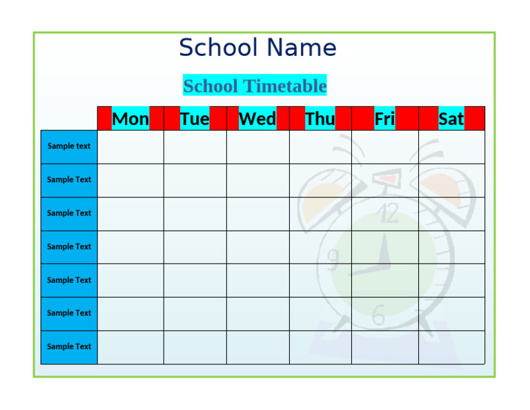 School Timetable Template-3269873206 | PDF | Language Arts & Discipline