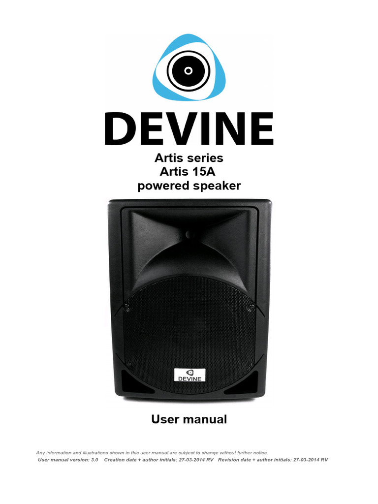Devine Artis 15a Powered Speaker User Manual | PDF