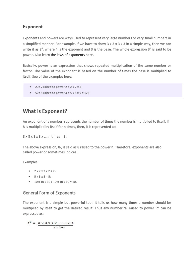 Exponent Inaz MathSheet | PDF