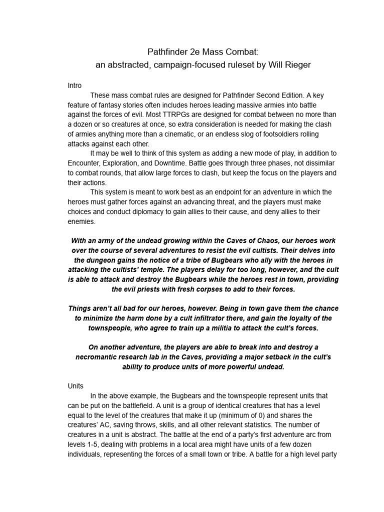 Pathfinder 2e Mass Combat Rules | PDF | Battles | Warfare