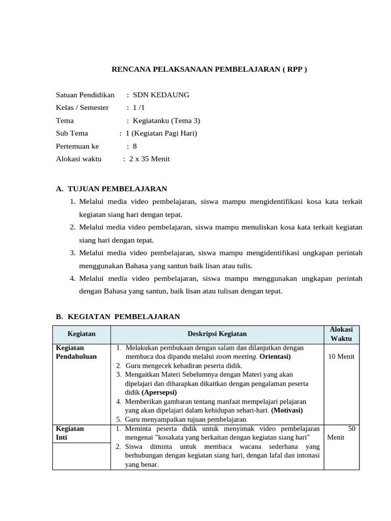 RPP Pertemuan Ke-8 | PDF