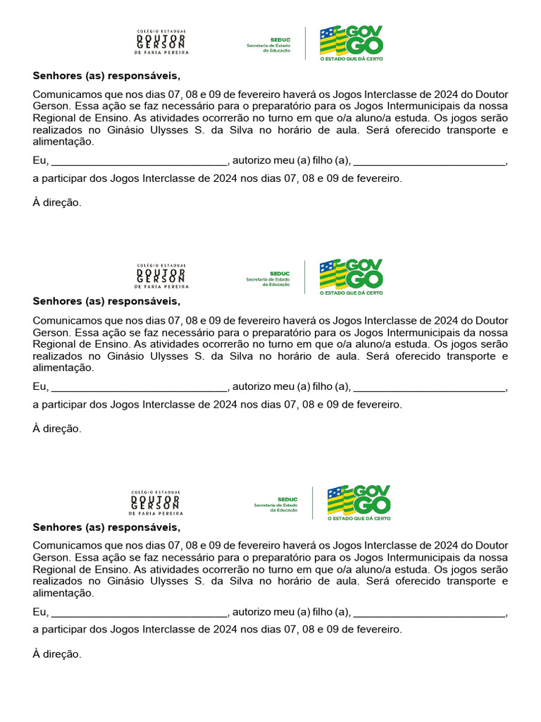 Bilhete - Jogos Interclasse 2024 | PDF