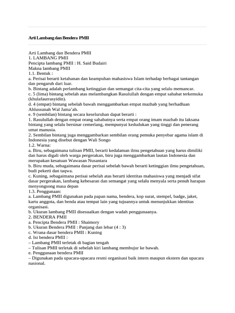 Arti Lambang Dan Bendera PMII | PDF