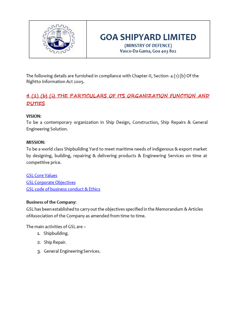 Goa Shipyard Limited | PDF
