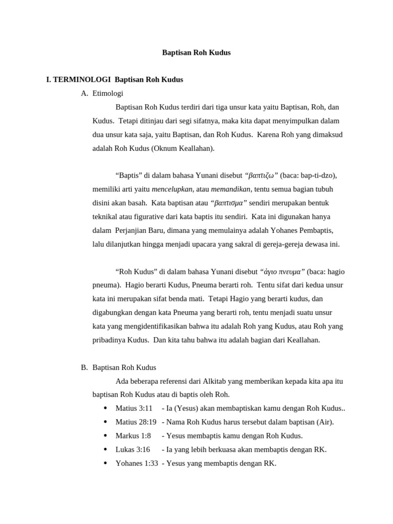 Baptisan Roh Kudus | PDF