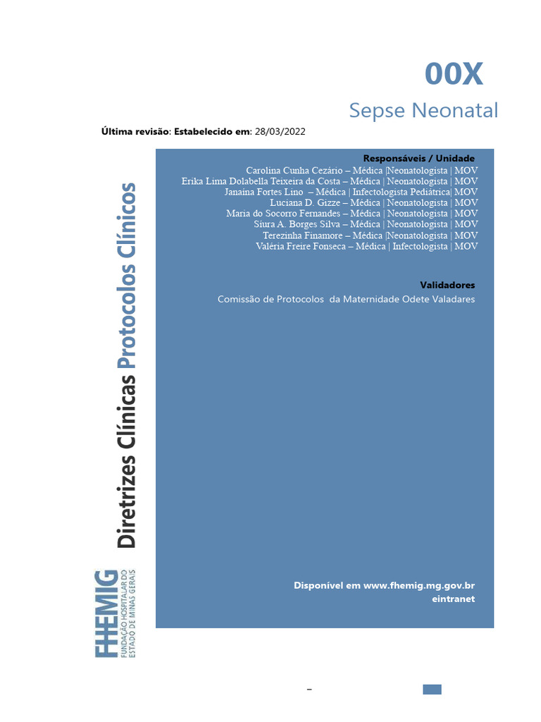 Protocolo SEPSE NEONATAL 2022 | PDF