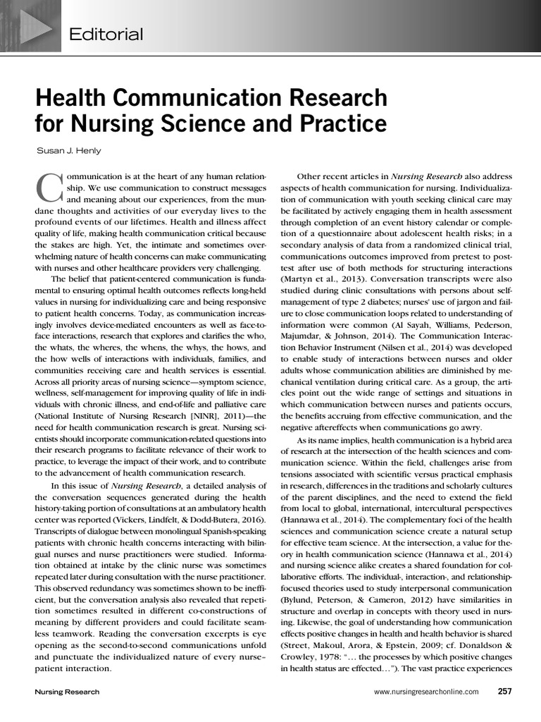 Henly EDITORIAL JulAug 2016 - Health Communication Research For Nursing ...