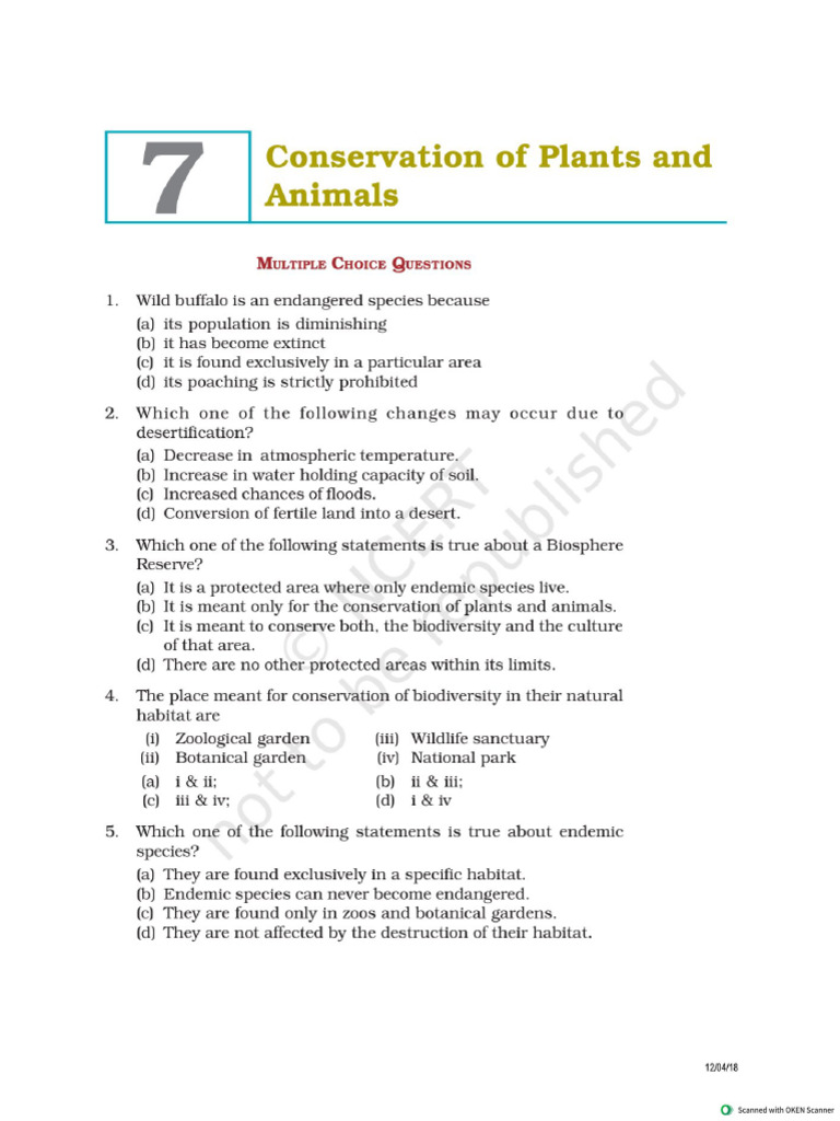 Assignment Conservation of Plants and Animals | PDF
