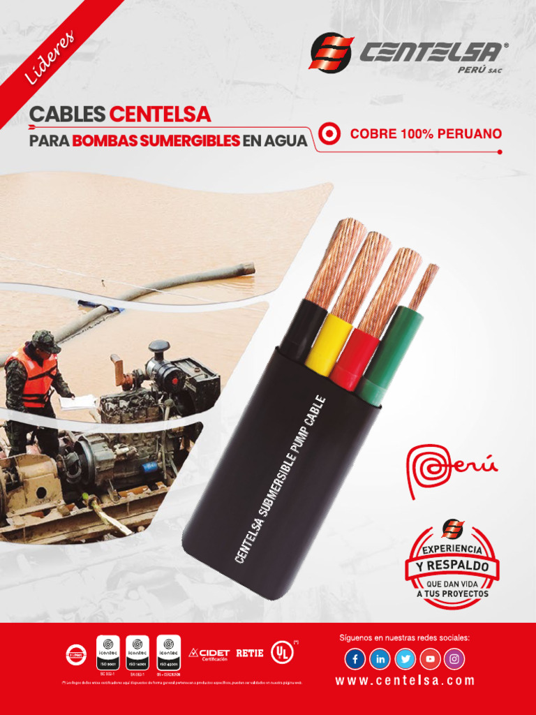 Boletin Cables Centelsa para Bombas Sumergibles en Agua | PDF