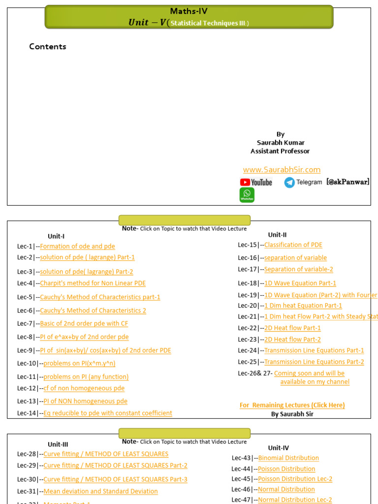 Unit-5 (Maths IV) Test and Control Chart | PDF | Partial Differential ...