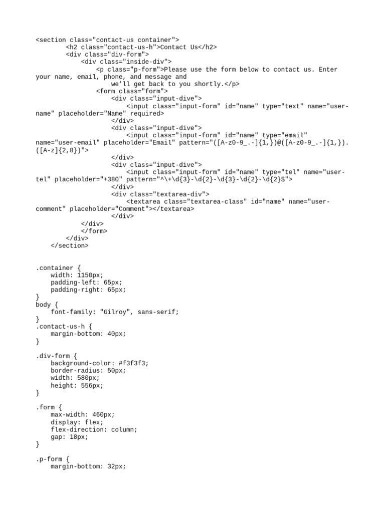 Section Class=Contact-us Container | PDF