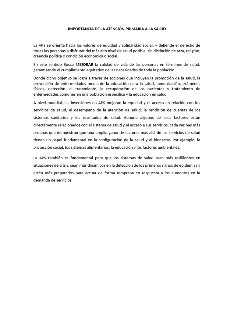 Importancia APS | PDF