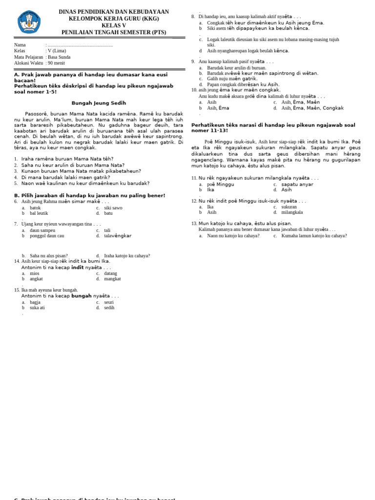 Soal PTS Basa Sunda | PDF