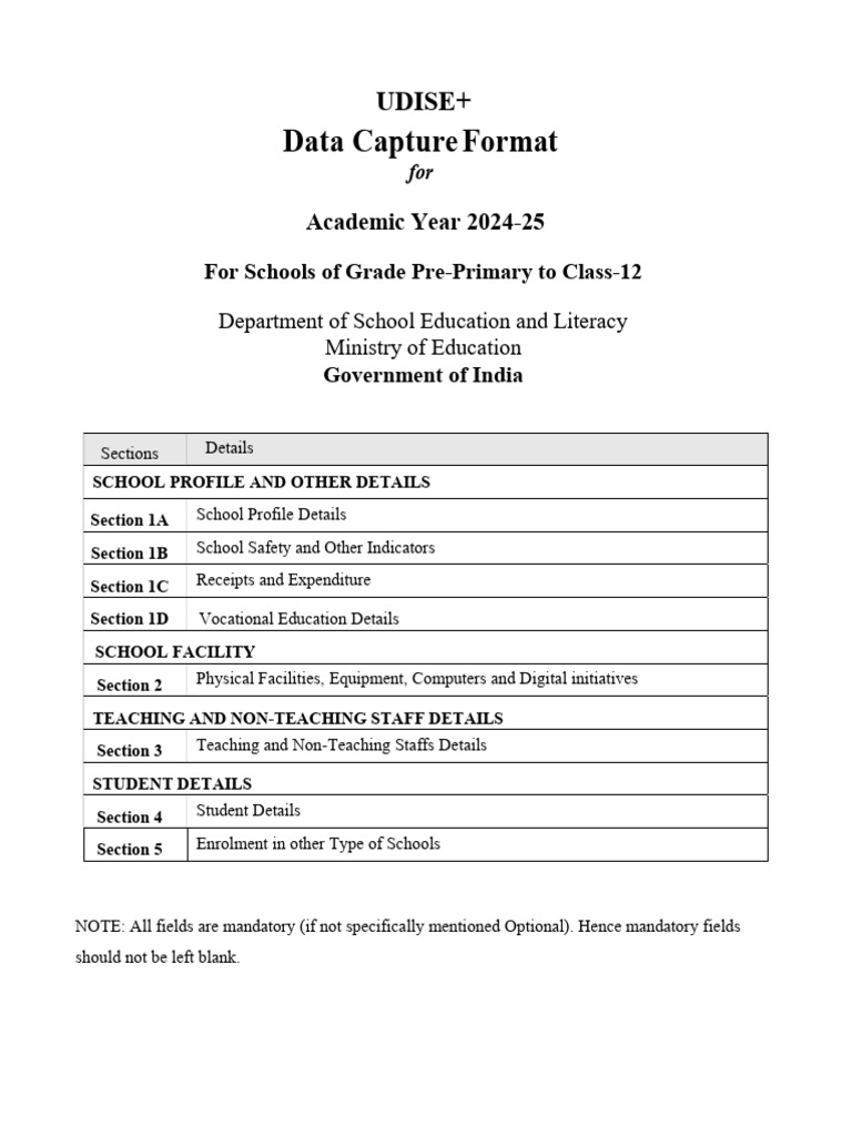 UDISE DCF Final 24 25 v4 | PDF