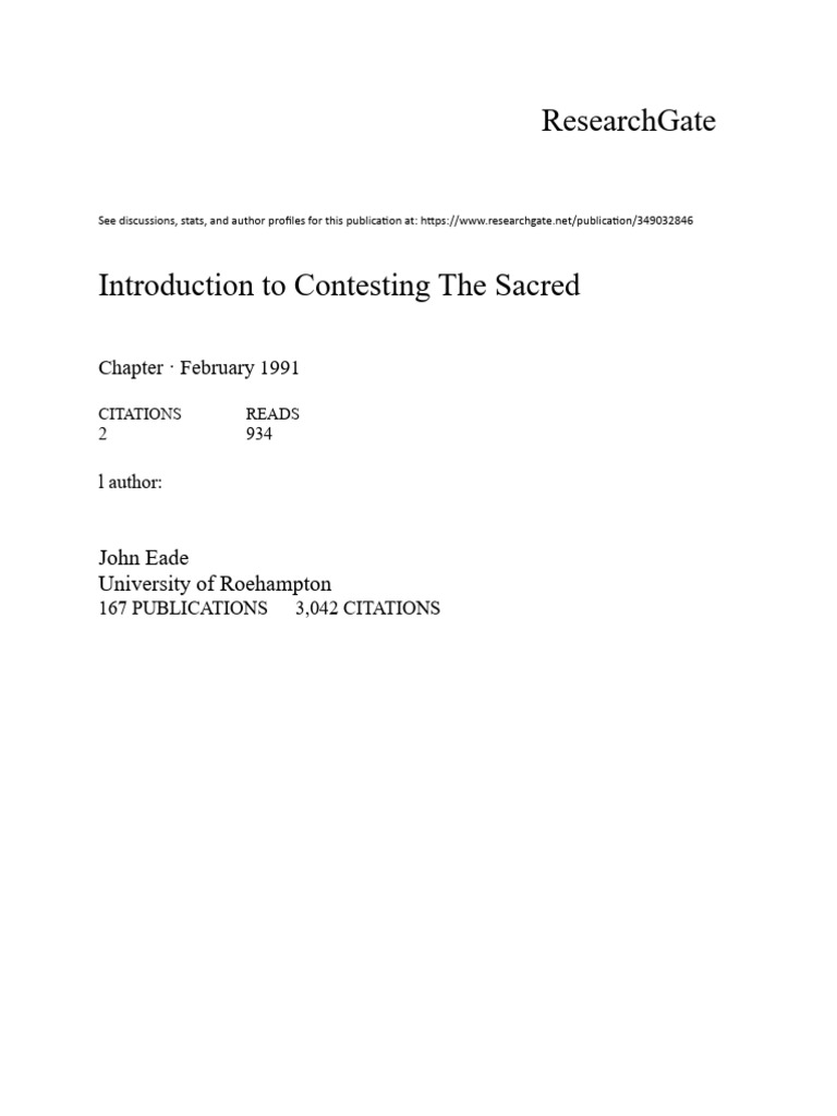 MICHAEL SALLNOW DAN JOHN EADE - IntroductiontoContestingTheSacred Indo ...