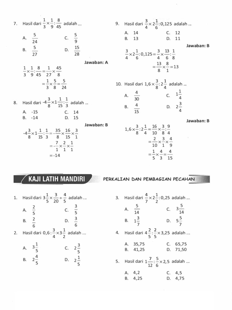BS SD 4-5-6 Bab MTK (5.perkalian Dan Pembagian Pecahan) (1) - 3 | PDF