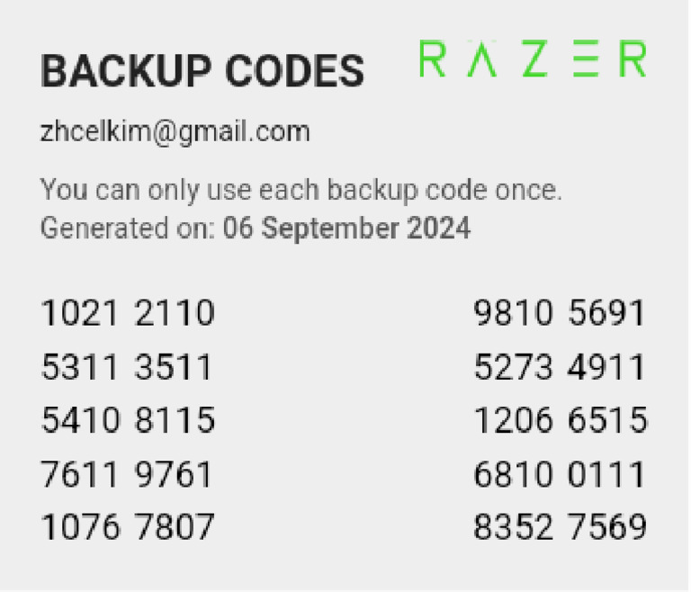 Razer Id Codes 1725625688190 | PDF