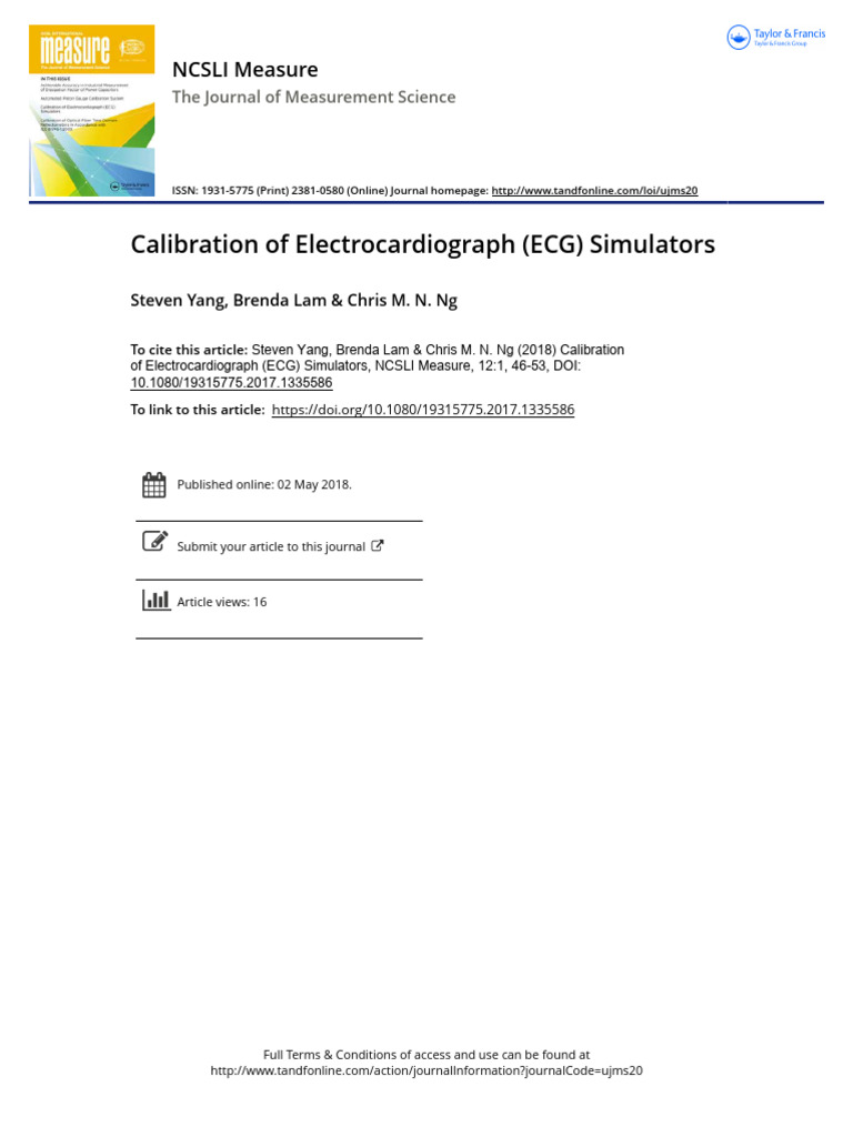 Calibration of Electrocardiograph (ECG) Simulators | PDF