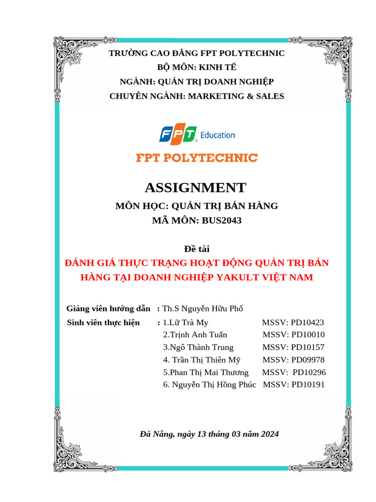 BUS2043 - Form Mau Bao Cao Assignment (1) (Repaired) | PDF