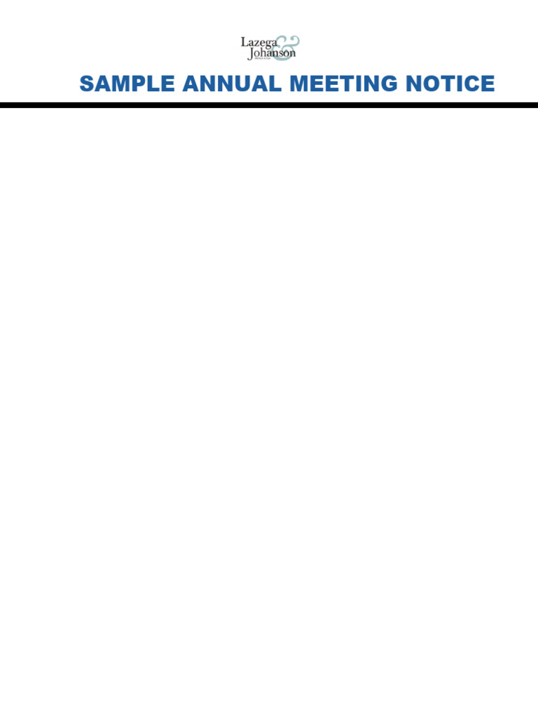 Sample Annual Meeting Notice | PDF