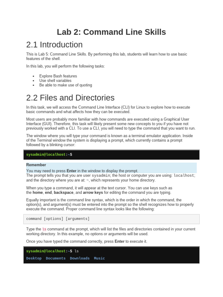 Lab 2 - Command Line Skills | PDF