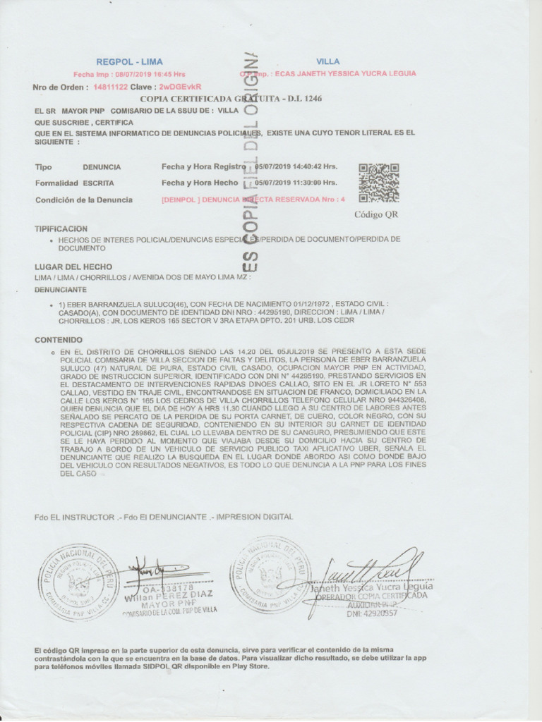 Copia de Denuncia | PDF