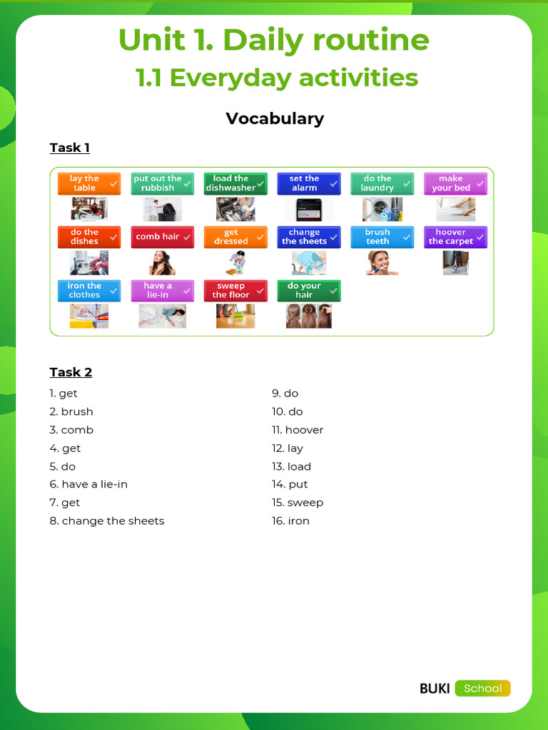 Unit 1. Keys (2) Daily Routine | PDF