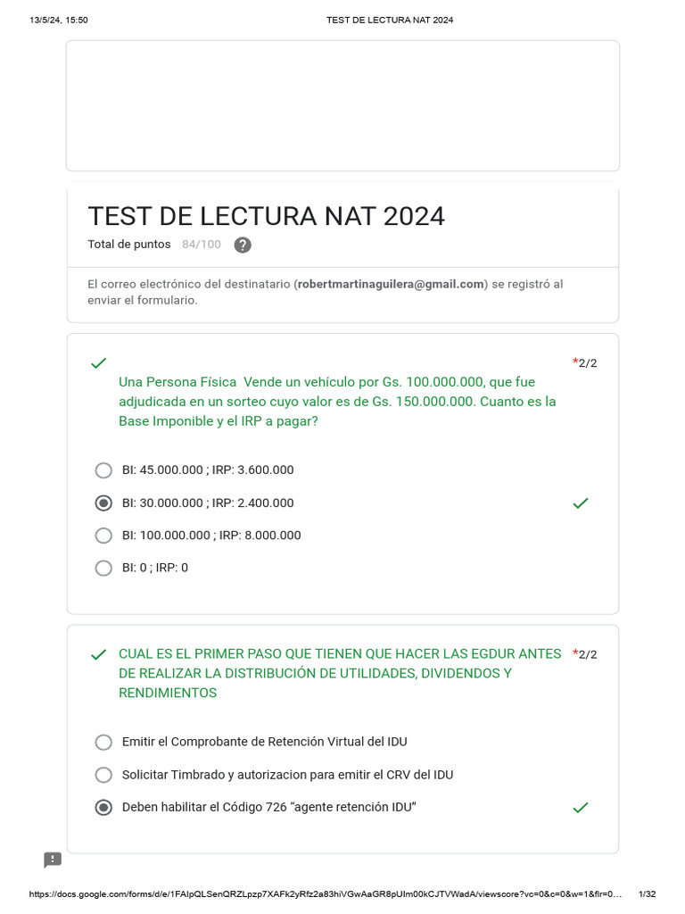 Test de Lectura Nat 2024 | PDF