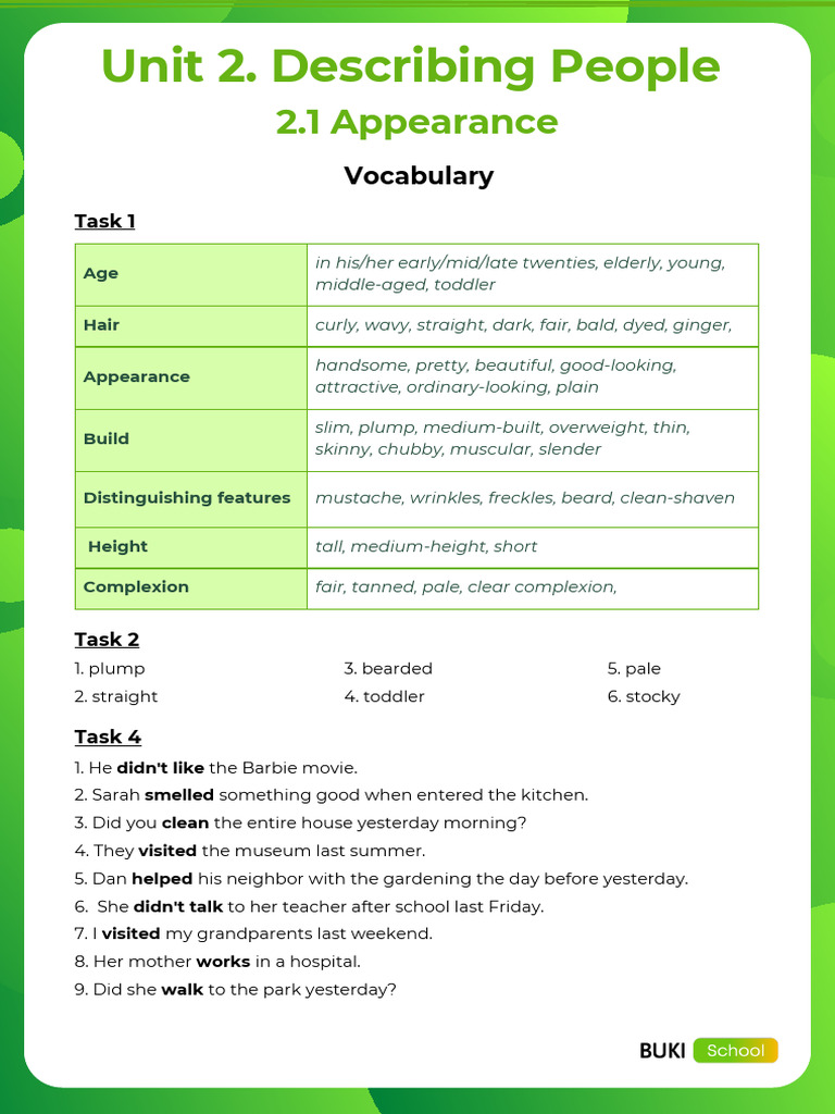 Unit 2. Describing People Keys | PDF
