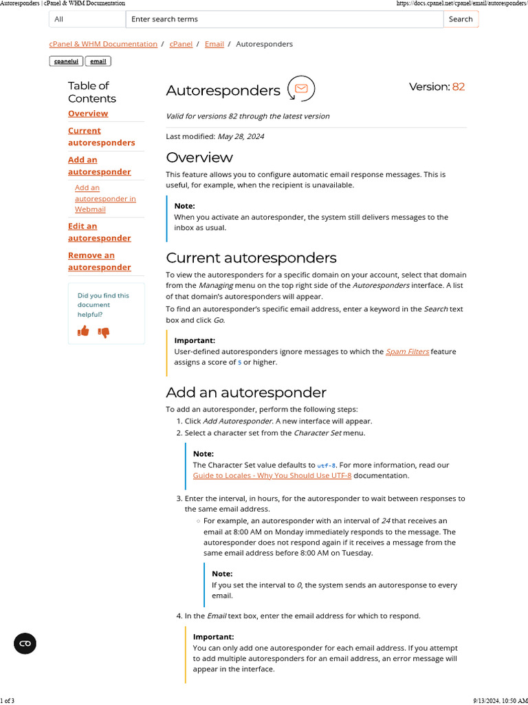 Autoresponders - Cpanel & WHM | PDF