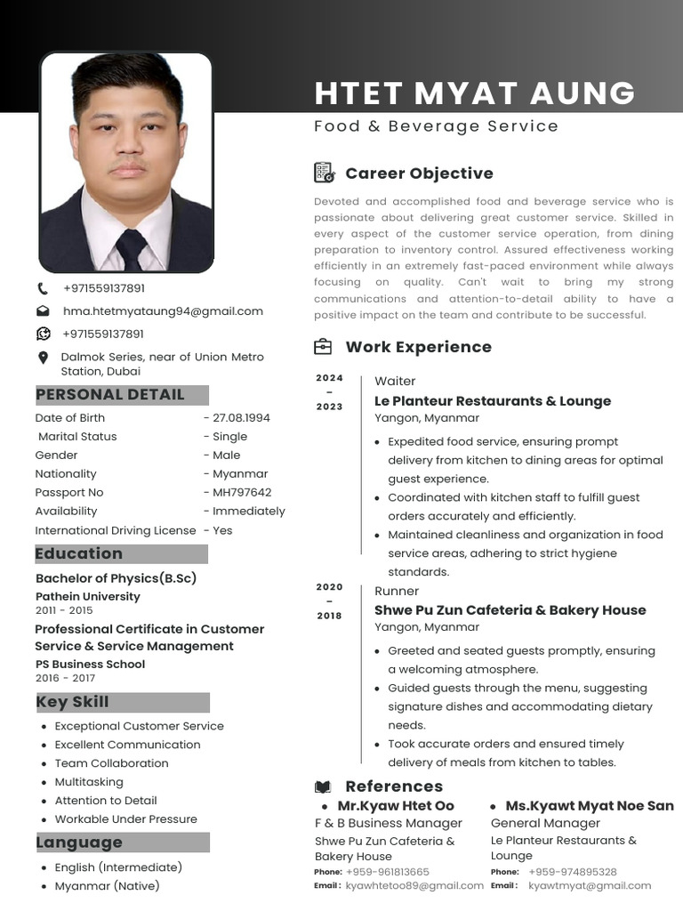 Htet Myat Aung (F&B) | PDF