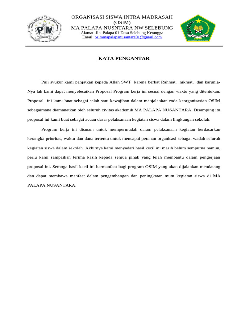 Proposal Program Kerja Osim | PDF