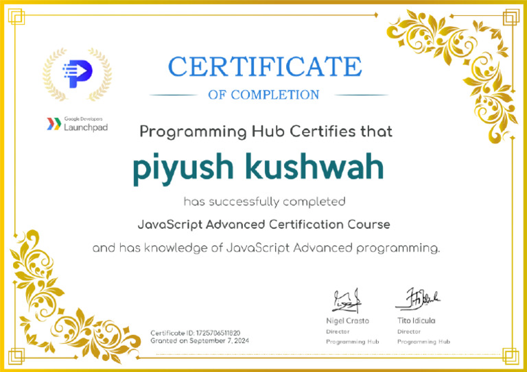 Piyush Kushwah - JavaScript Advanced | PDF